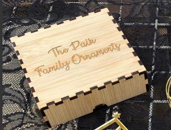 Custom Engraved Bamboo Storage Box for Christmas Bauble Ornaments ...